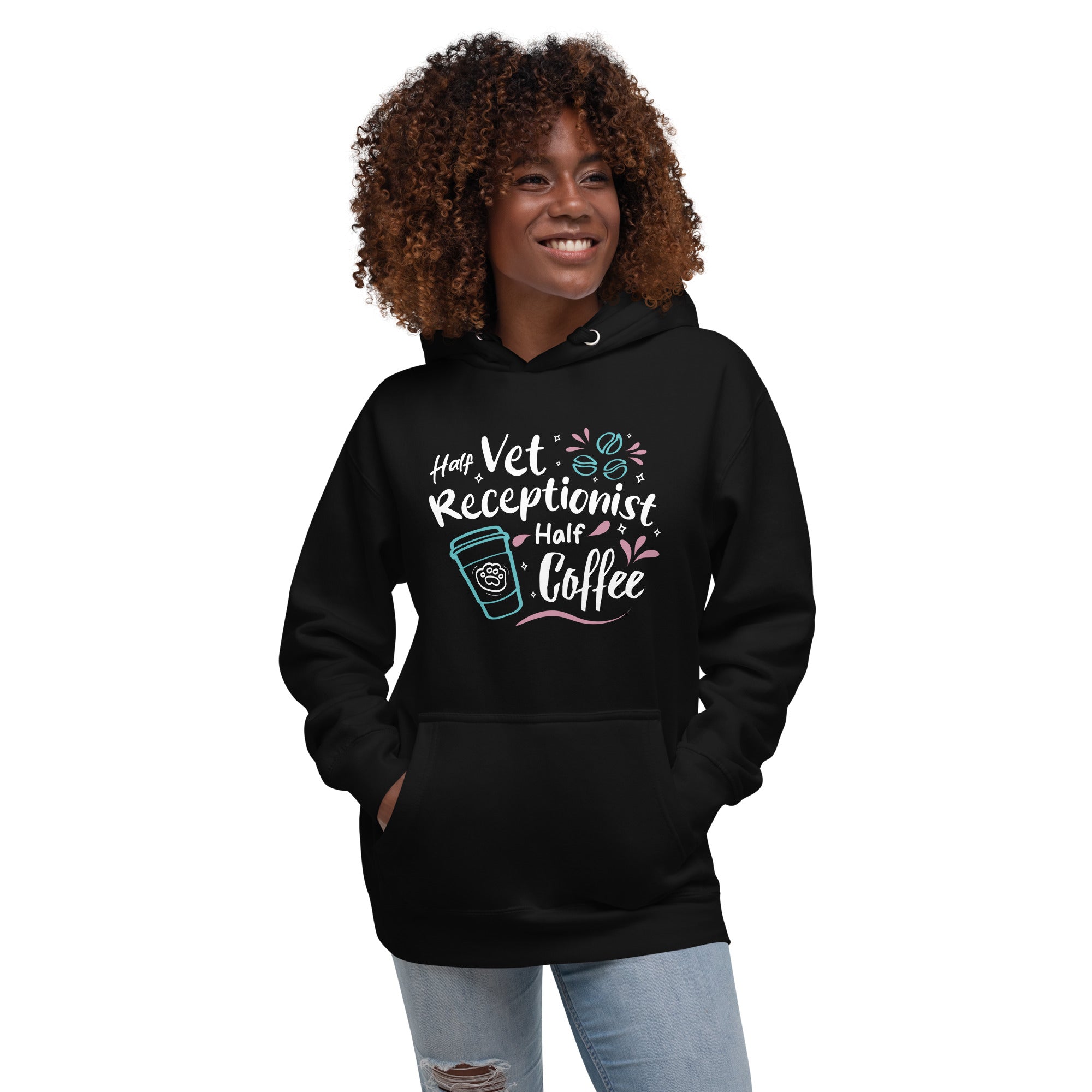 Half vet receptionist, half coffee Women's Premium Hoodie – I love Veterinary