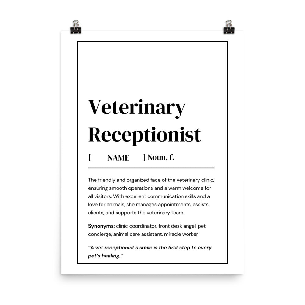 Veterinary Receptionist Personalized Poster – I love Veterinary